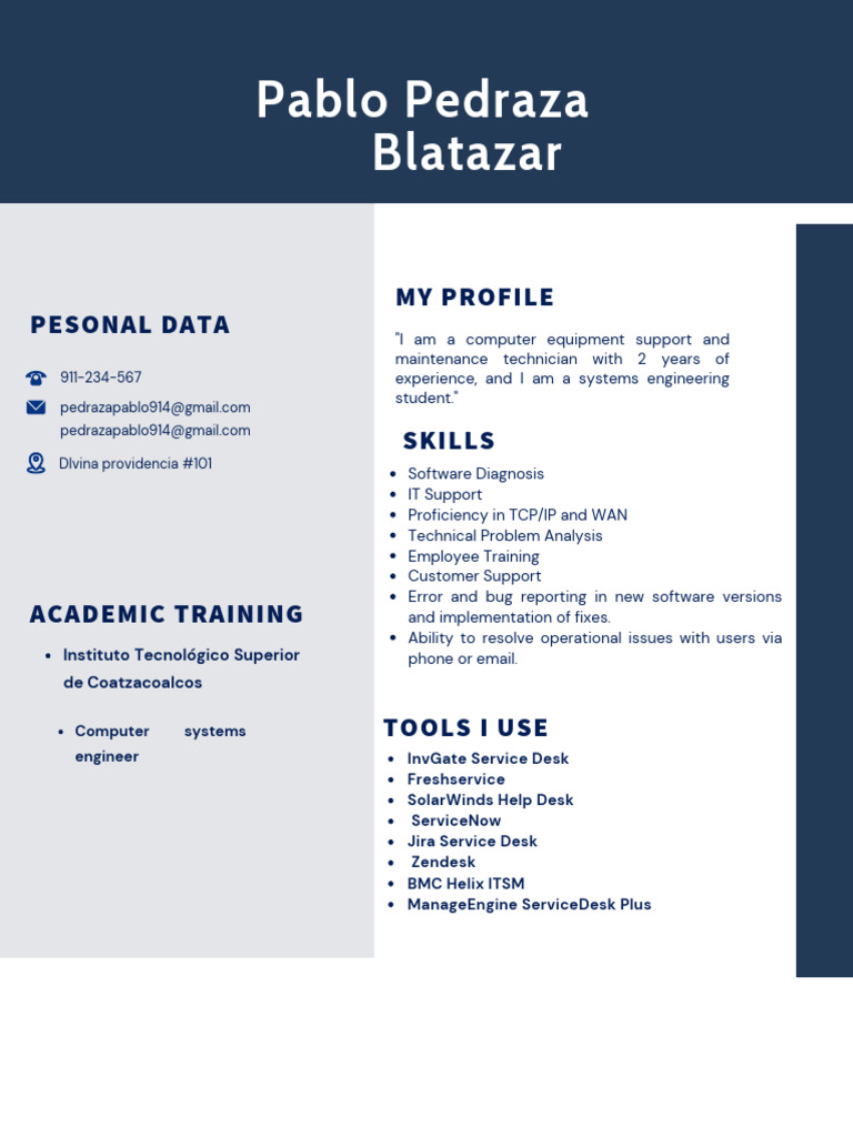 CV Pedraza Baltazar Pablo | PDF | Computers