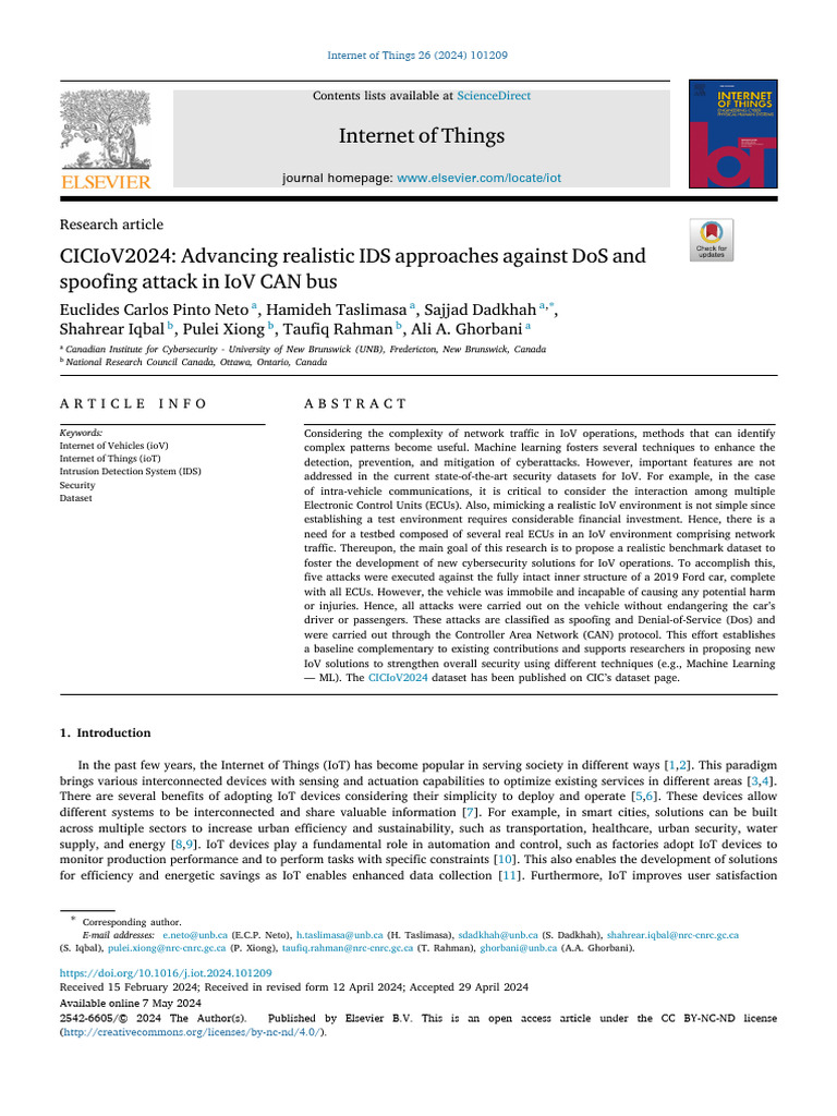 2024 dataset paper | PDF | Internet Of Things | Machine Learning