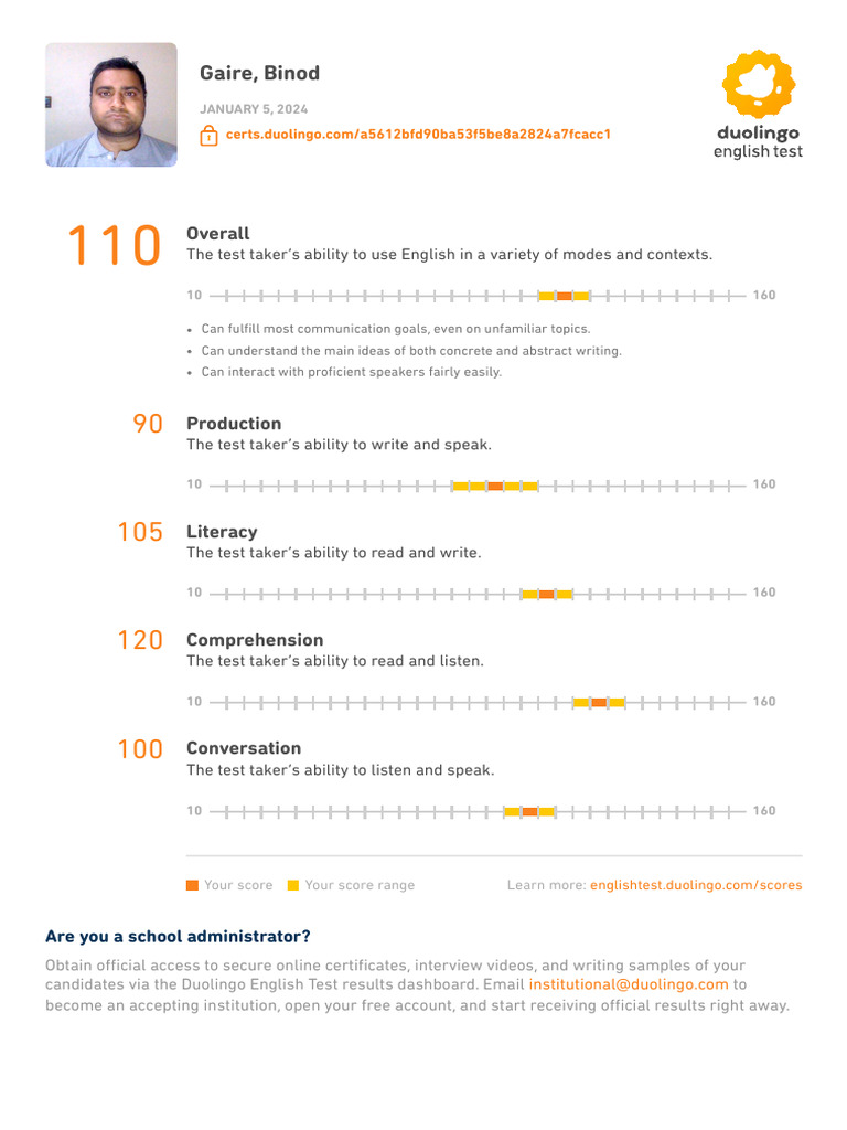 Duolingo English Test Score Overview | PDF | Language Arts & Discipline ...