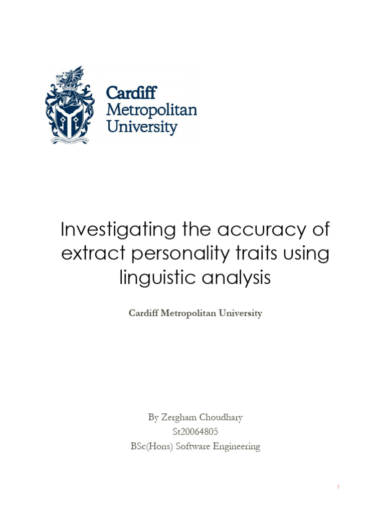 Investigating The Accuracy Of Extract Personality Traits Using Linguistic Analysis Pdf Room
