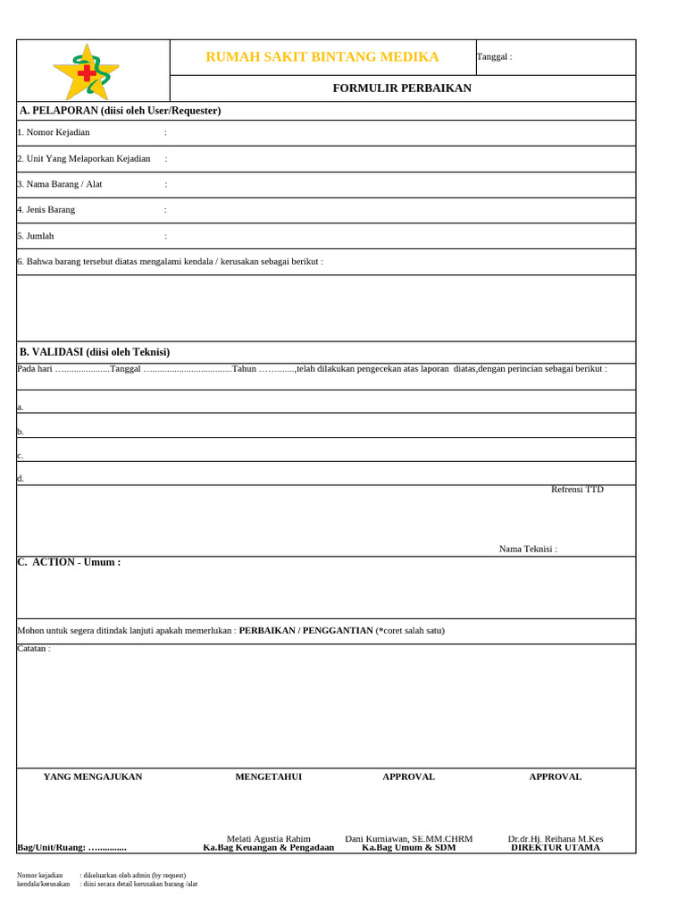 Form Kerusakan-Perbaikan | PDF