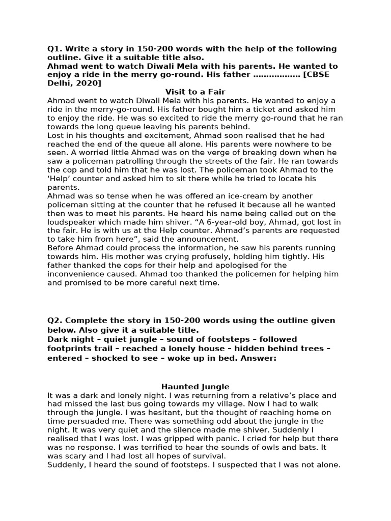 Story Writing With Opening Lines | PDF