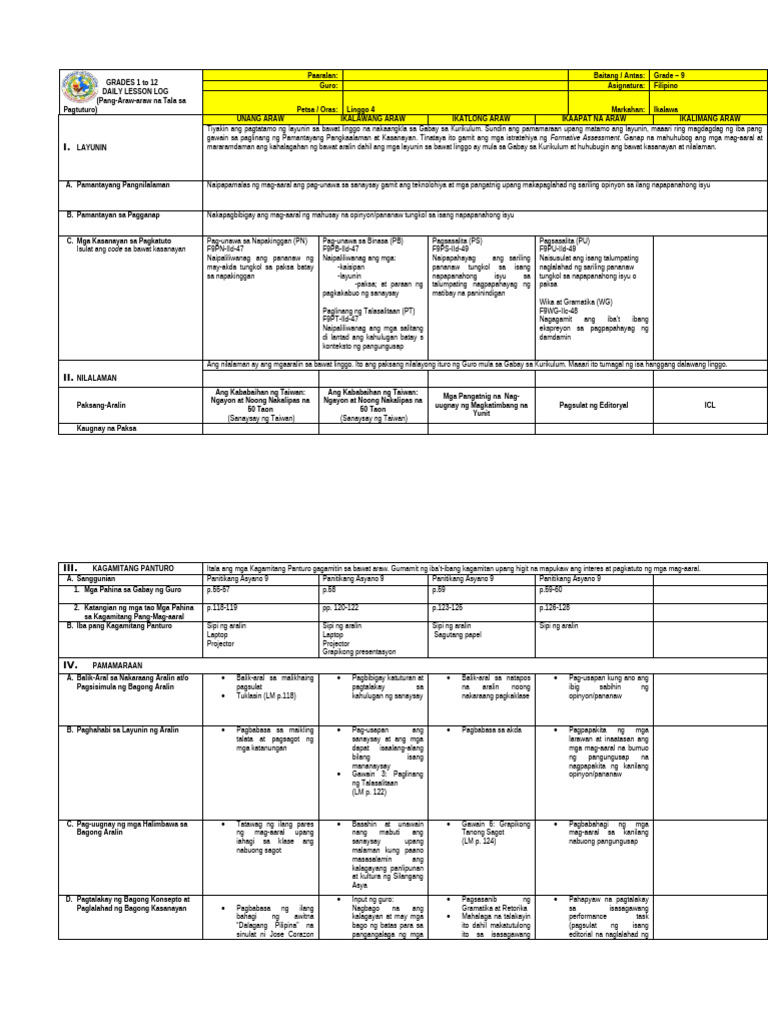 Fil 9 Q2 Week 4 | PDF