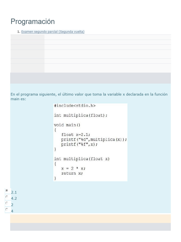 Examen 2 parcial -Segunda vuelta- Programación | PDF | Programación de computadoras | Informática