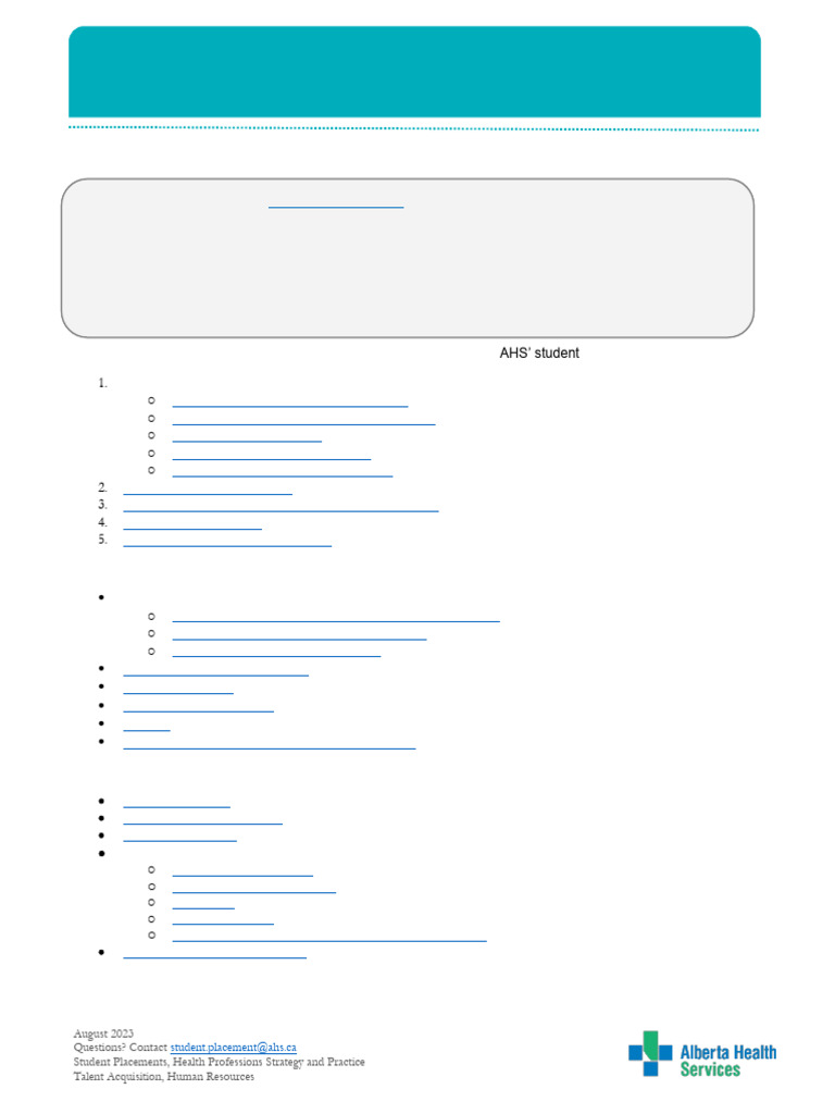 AHS Student Placement Requirements | PDF | Professional Liability ...