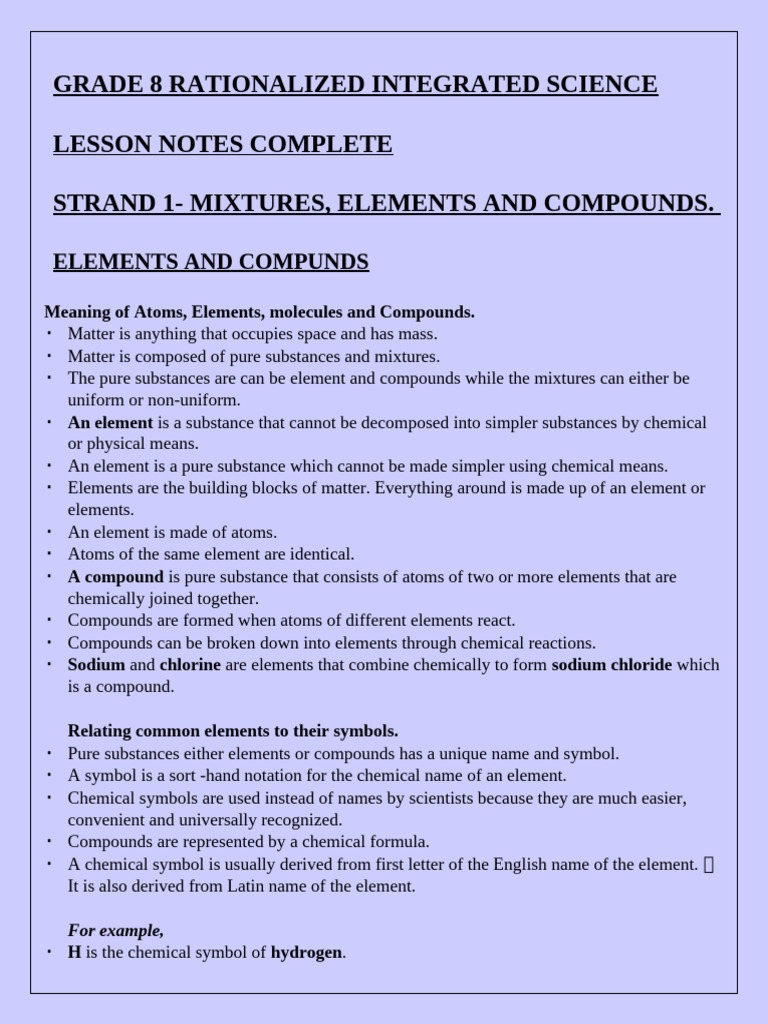 Grade 8 Integrated Science Notes | PDF | Menstrual Cycle | Foods