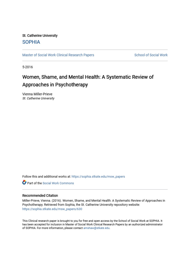 Women Shame and Mental Health - A Systematic Review of Approach | PDF ... Women Shame and Mental Health - A Systematic Review of Approach | PDF ...