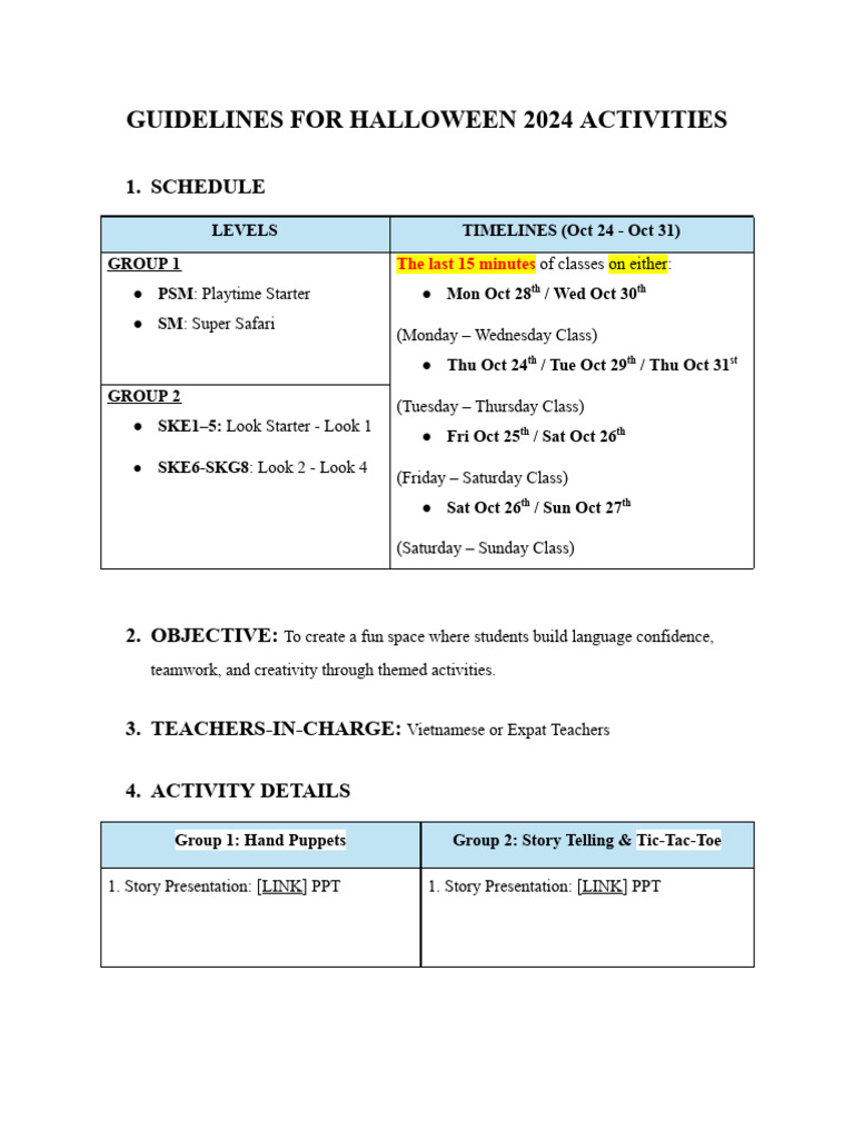 Guidelines For Halloween 2024 Activities | PDF