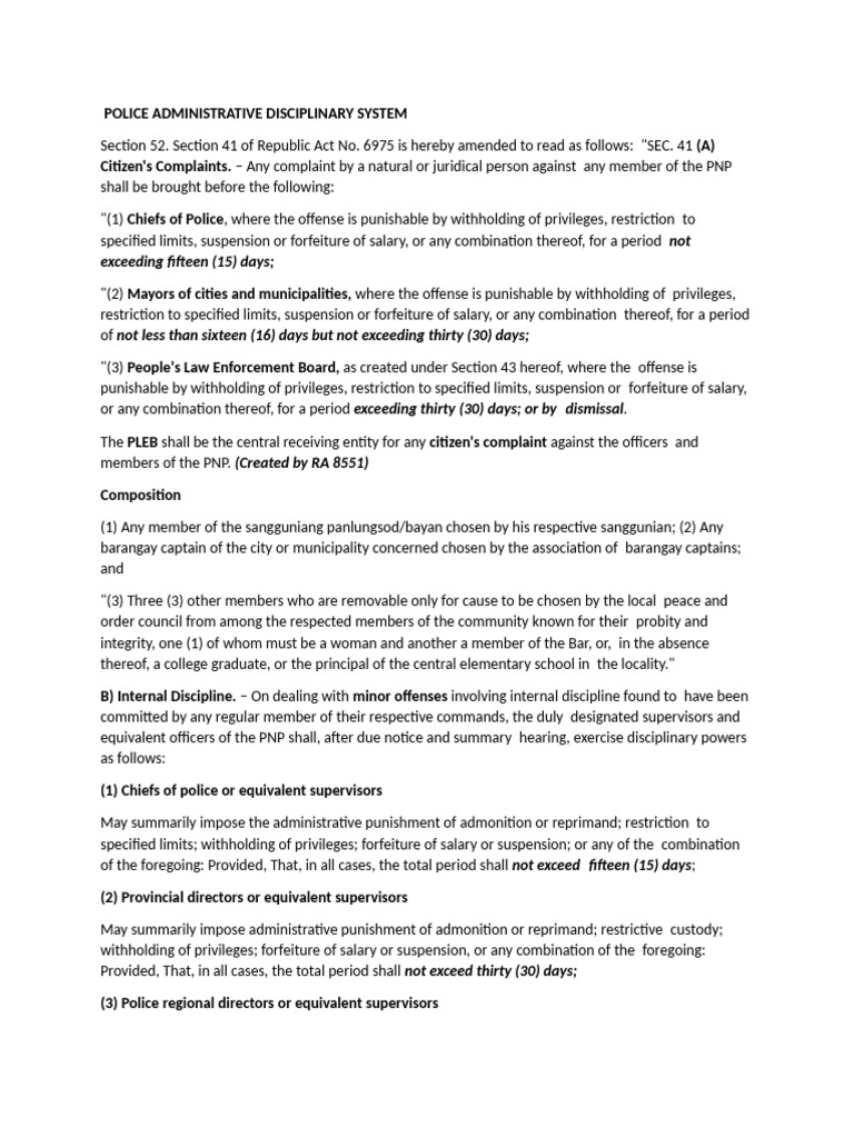 Police Administrative Disciplinary System | PDF | Law Enforcement ...