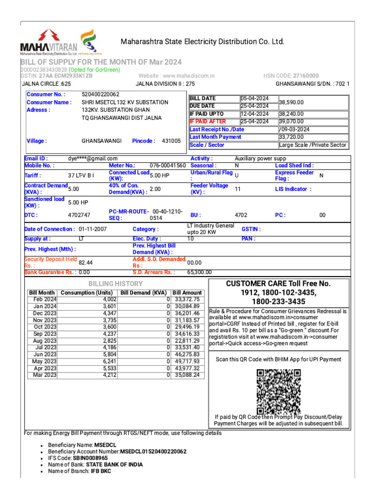 HT - LTIP E-Bill March 2024 | PDF | Payments | Cheque