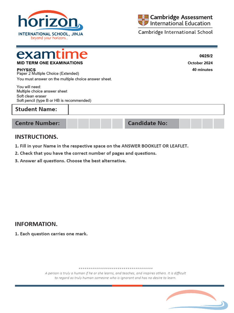 Physics Mid Term Exam Paper 2 | PDF | Waves | Wavelength