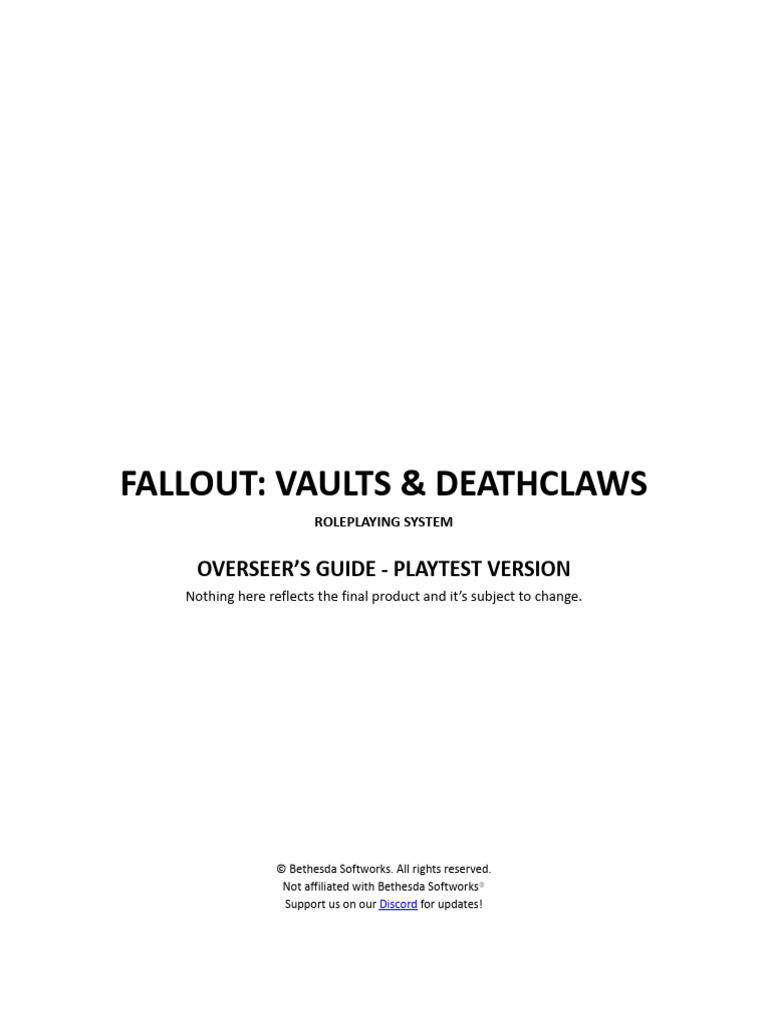Overseer's Guide - Fallout - Vaults & Deathclaws | PDF | Tropics