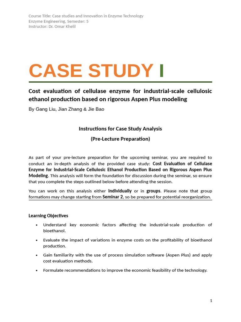 Instructions For Case Study 1 Analysis | PDF | Methodology | Simulation