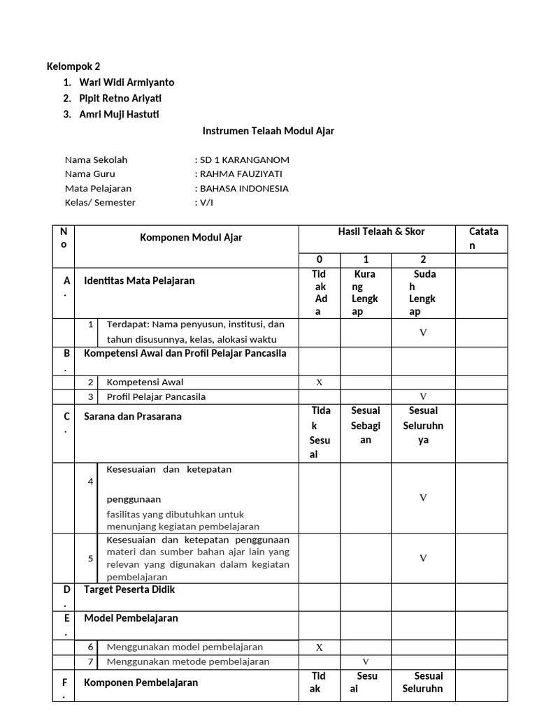 Lembar Kerja-05 - Telaah Modul Ajar | PDF