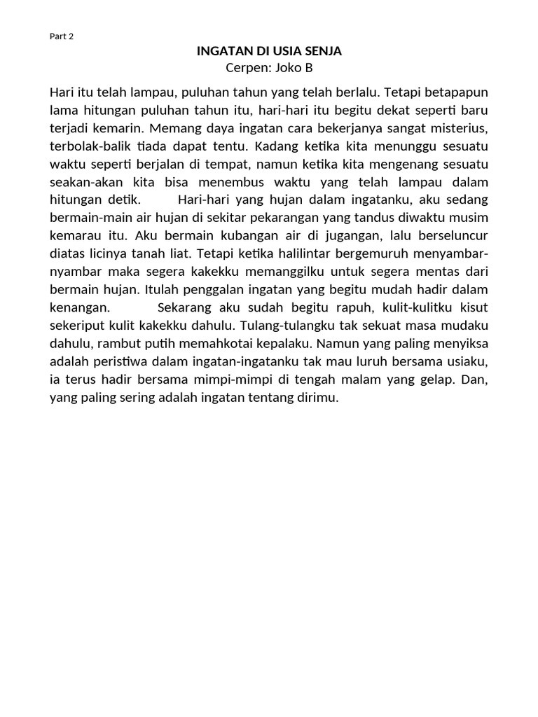 INGATAN DI USIA SENJA - Part 1 | PDF | Puisi