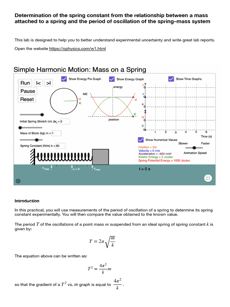 Determination of Spring Constant | PDF | Uncertainty | Applied Mathematics