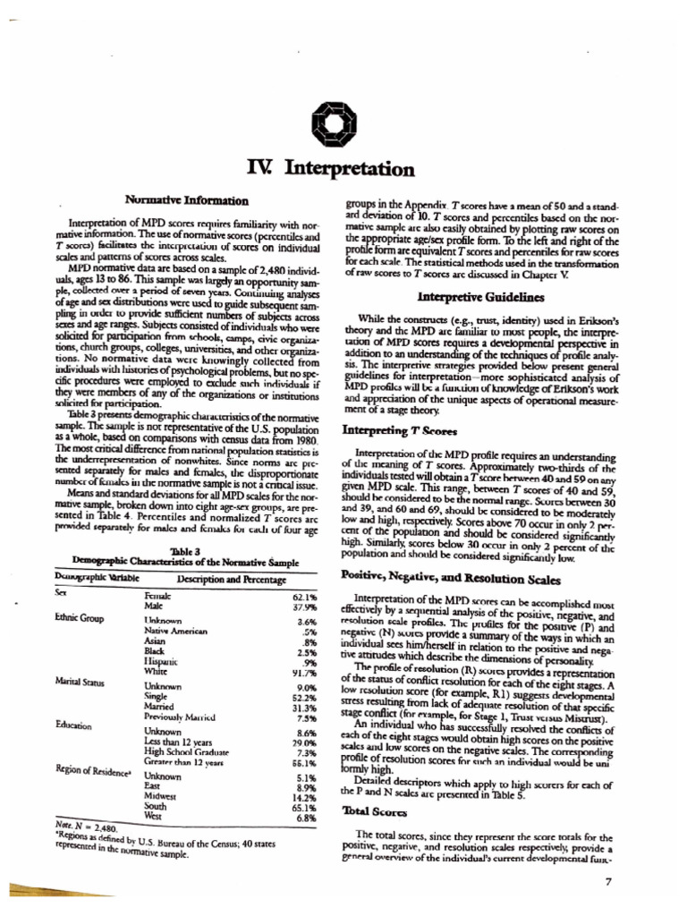 MPD Interpretation & Scales | PDF