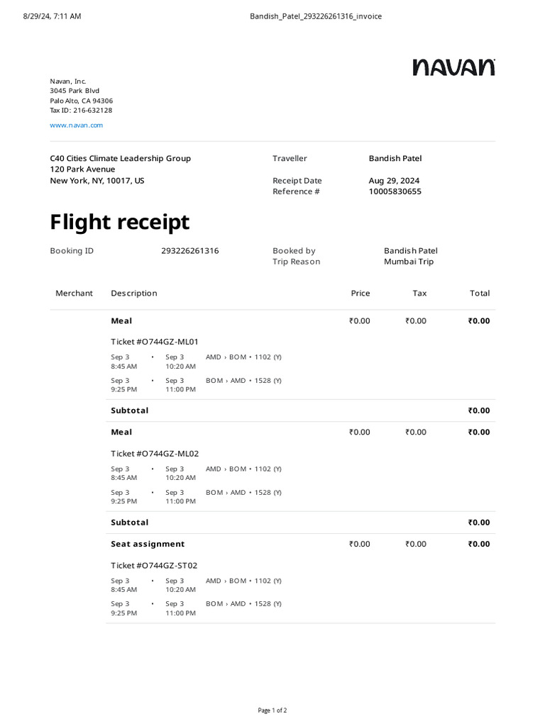 Flight Receipt | PDF | Money | Services (Economics)