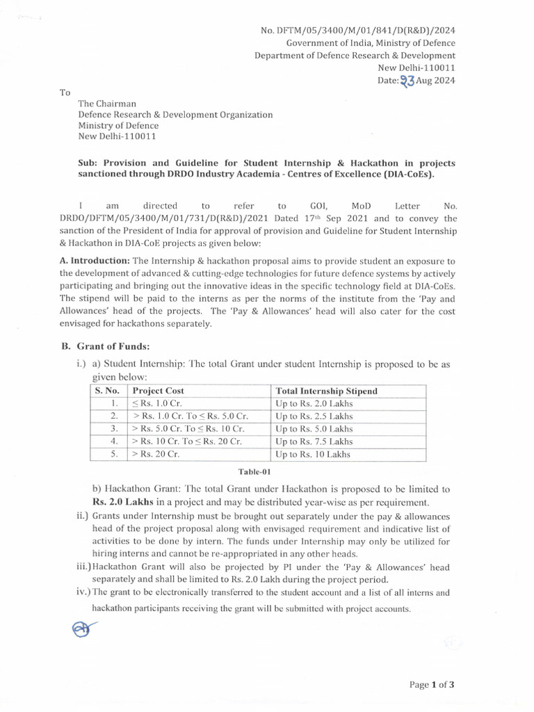 Provision Guidelines Student Internship Hackathon | PDF