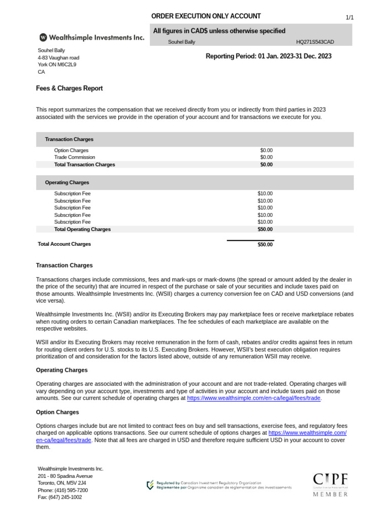 Wealthsimple CRM2 FEE | PDF | Option (Finance) | Fee