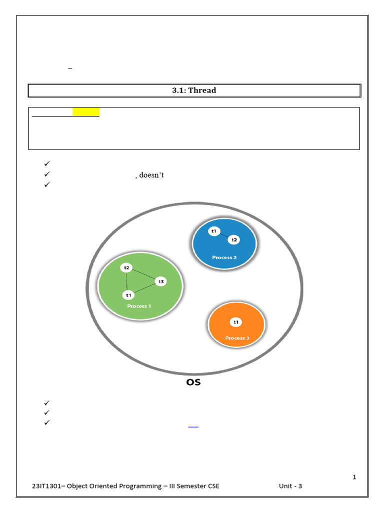 23IT1301 - OOPs - Unit - 3 | PDF | Process (Computing) | Thread (Computing)