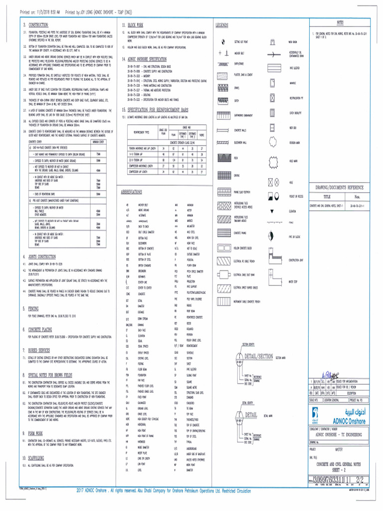 Concrete and Civil General Notes Sheet-2 | PDF