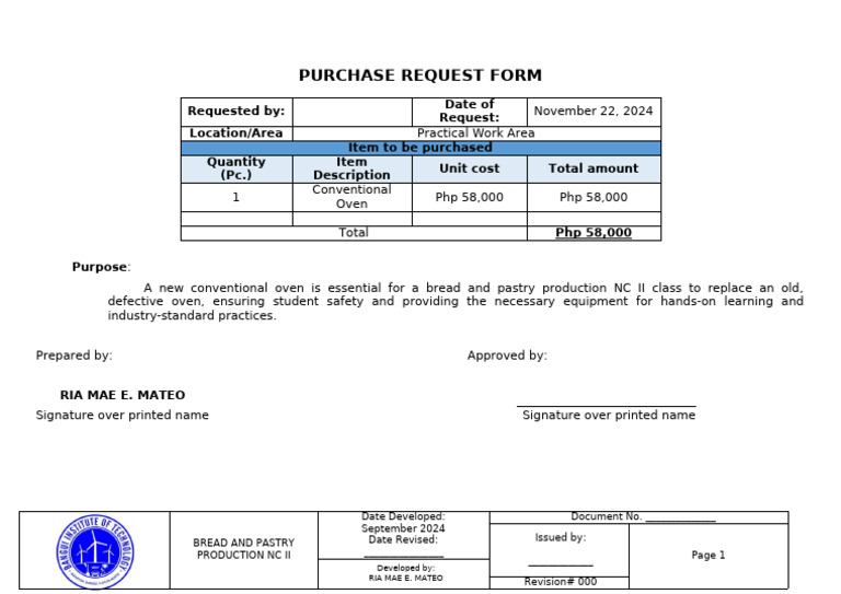 PURCHASE REQUEST FORM | PDF