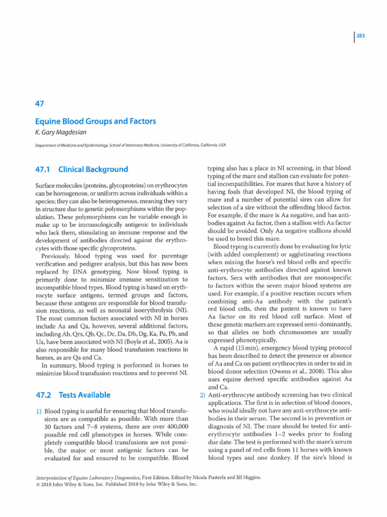 Equine Laboratory Diagnostics 283-285 | PDF