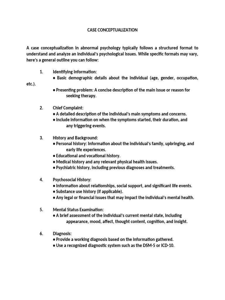 Case Conceptualization | PDF | Health Care | Abnormal Psychology