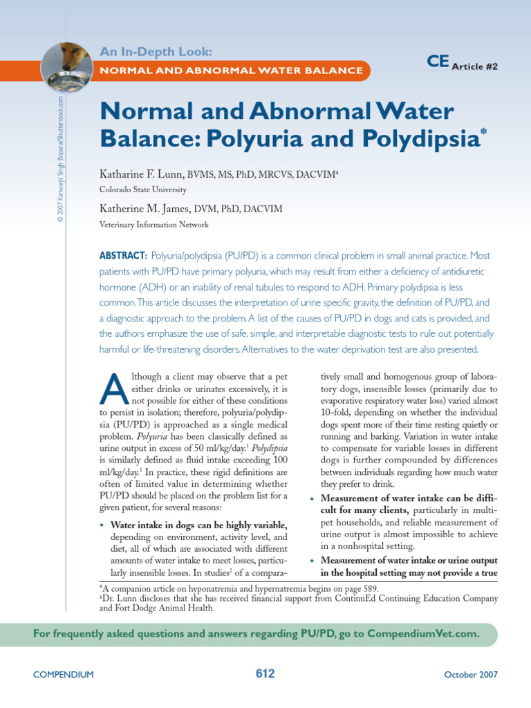 Understanding Polyuria and Polydipsia in Pets | PDF | Kidney | Clinical ...