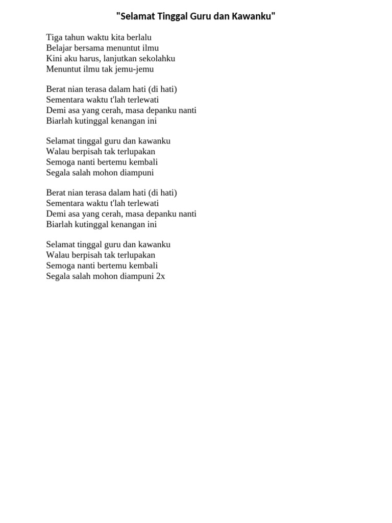 Lirik Lagu Perpisahan Sekolah Pdf