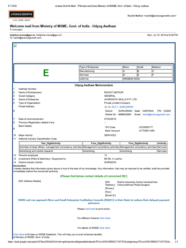 Avgrowth Skills PVT LTD MSME | PDF | Computing