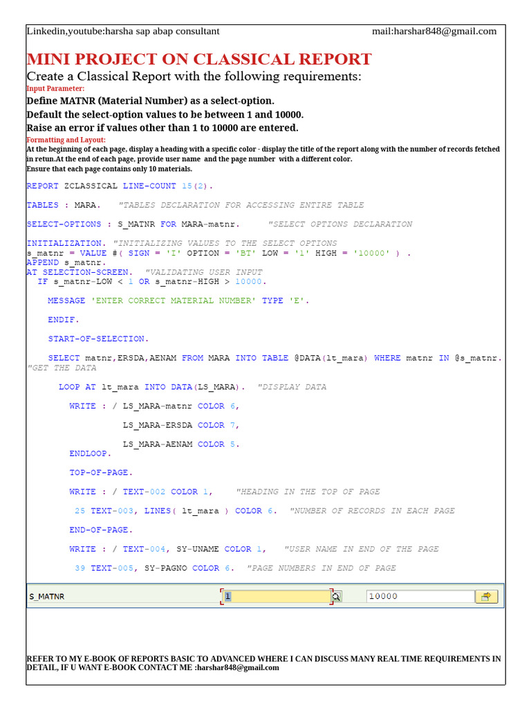 Classical Report Creation in ABAP | PDF | Computing | Computer Programming