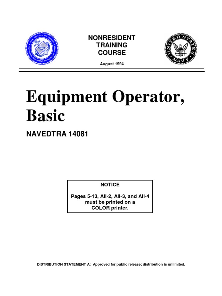 US Navy Course NAVEDTRA 14081 - Equipment Operator-Basic | PDF ...