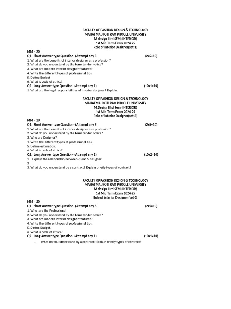 Role of Interior Designer Final Set | PDF | Art