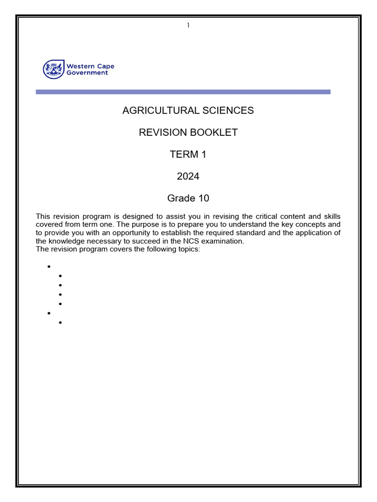Grade 10 Agricultural Science Revision Guide | PDF | Ecosystem | Grazing