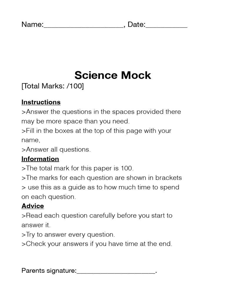 Science Mock -final | PDF | Melting Point | Skeleton