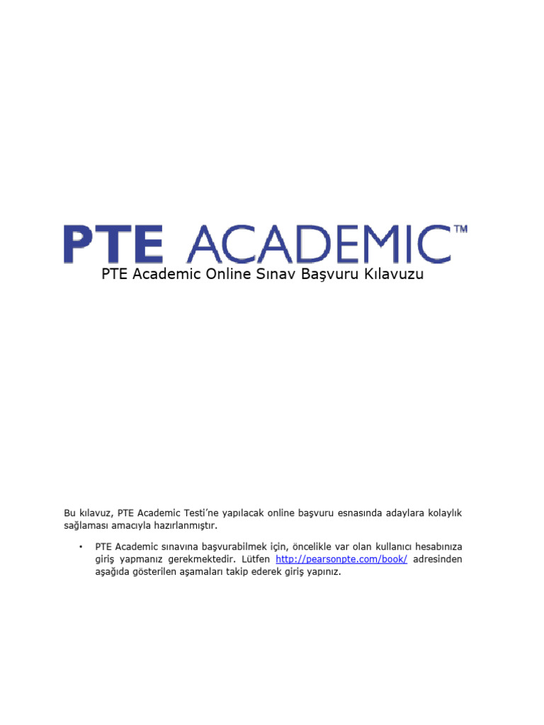 PTE Sinav Basvuru Kilavuzu | PDF