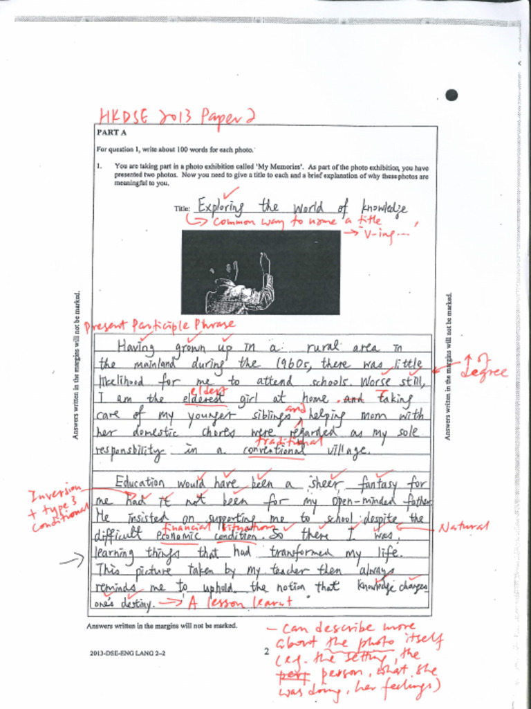 HKDSE 2013 P2A Sample 1 | PDF