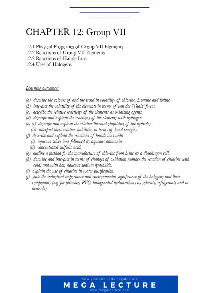 Chapter-12_-Group-VII | PDF | Chlorine | Chemical Bond
