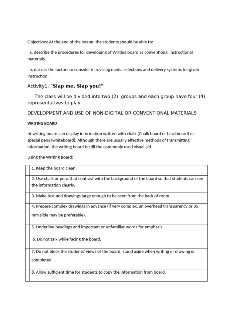 Writing Board Use in Education | PDF