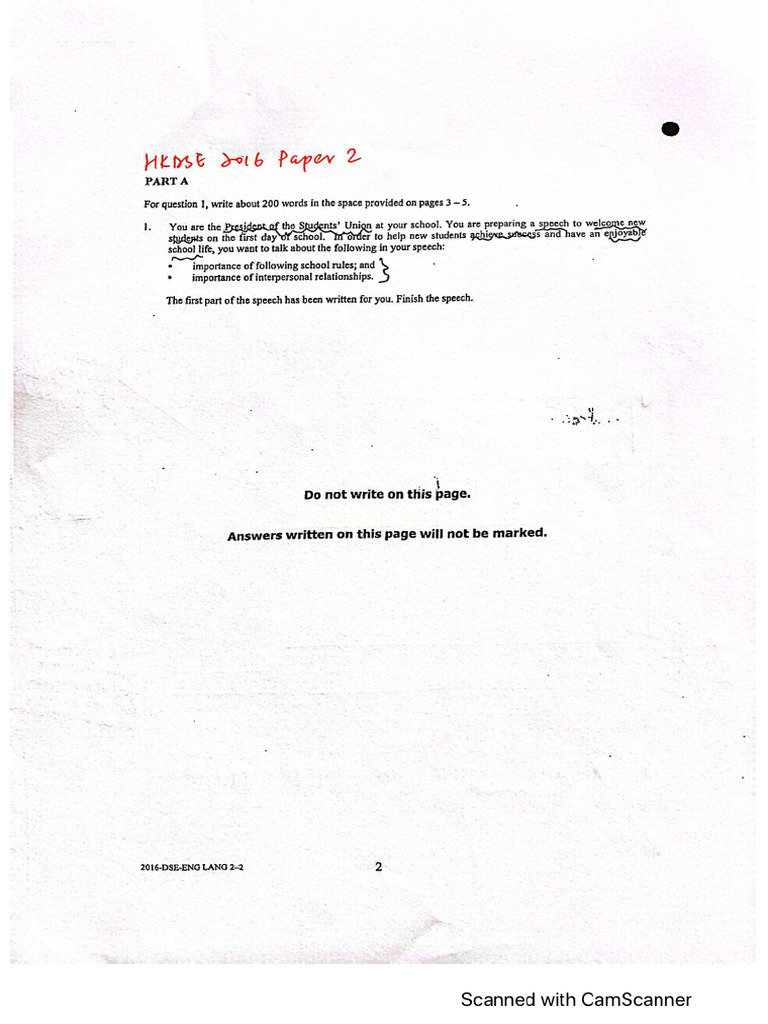 HKDSE 2016 P2A Sample1 | PDF