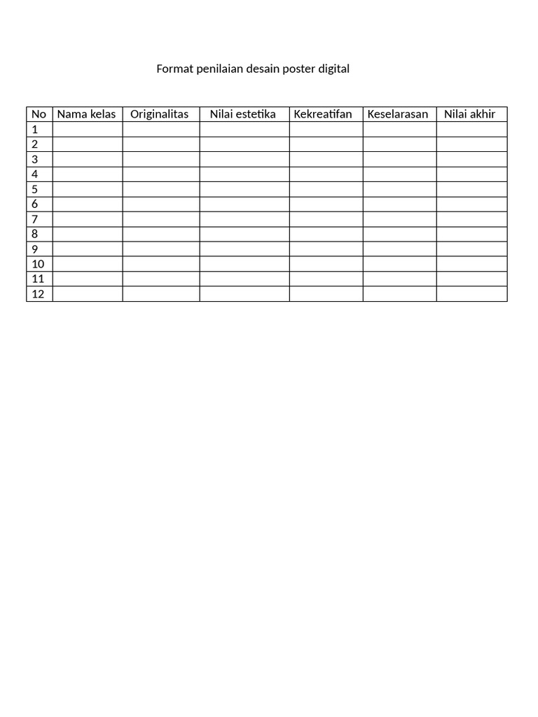 Format Penilaian Desain Poster Digital | PDF