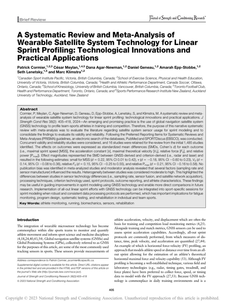 Cormier 2024 - A Systematic Review and Meta-Analysis of Wearable Satellite System Technology For ...