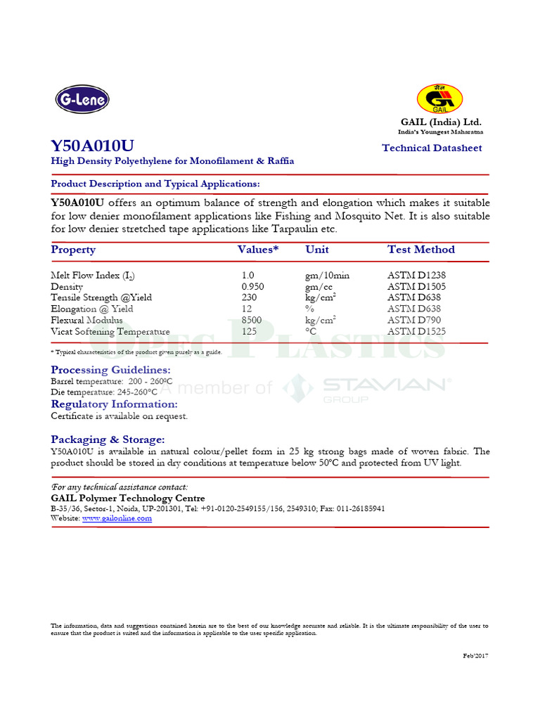 Y50A010U - HD Yarn MI1 - Gail | PDF | Materials | Materials Science