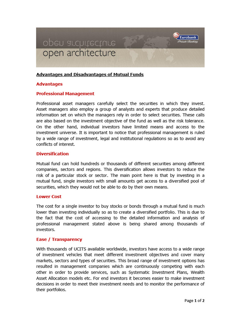 ucits-pros-and-cons | PDF | Investment Fund | Diversification (Finance)