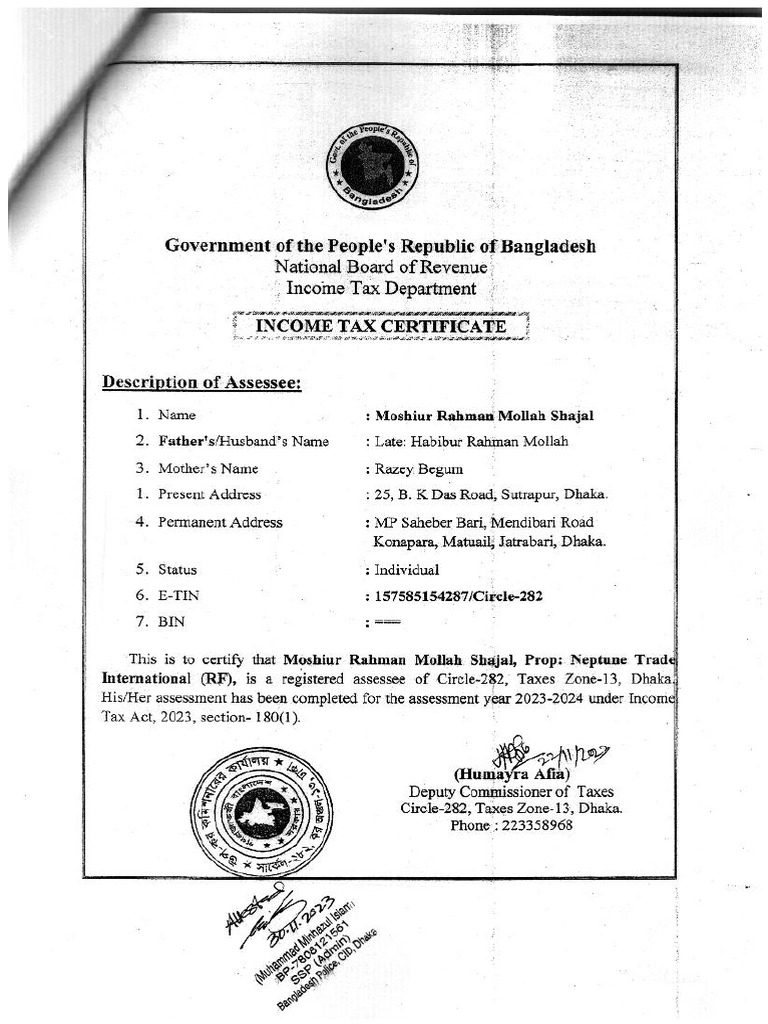 Tax Certificate Pdf