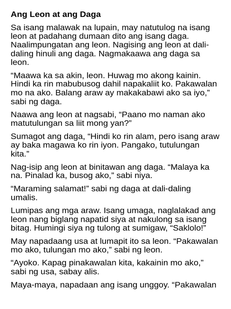 Ang Leon at Ang Daga.docx | PDF