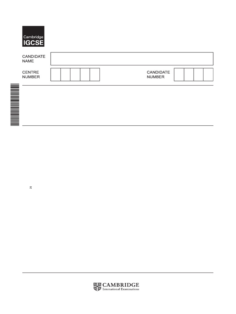 Cambridge IGCSE Mathematics Paper 2 | PDF | Area | Mathematics