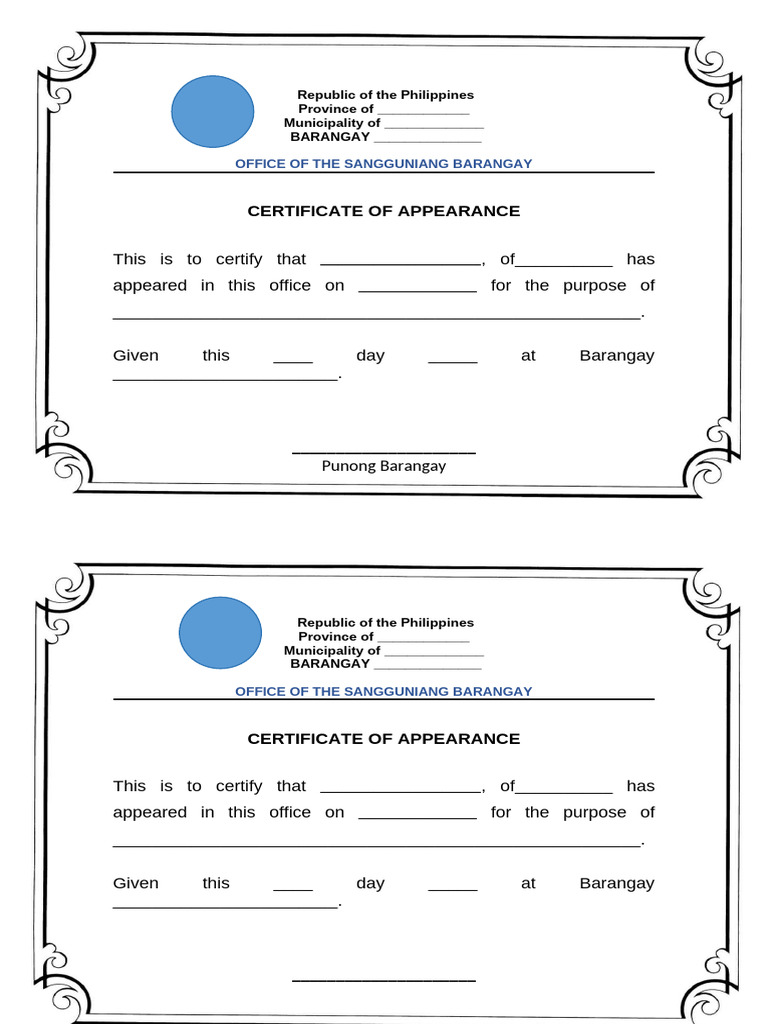 Certificate of Appearance | PDF